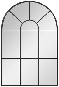 HOMCOM Obloukové okenní nástěnné zrcadlo 91x60cm s kovovým rámem ze skla do obývacího pokoje ložnice jídelny předsíně v černé barvě | Aosom.de