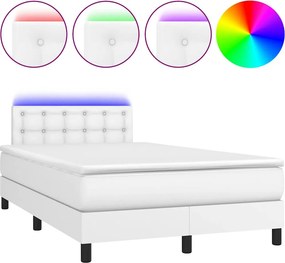 Box spring postel s matrací a LED bílá 120 x 190 cm umělá kůže 3270136