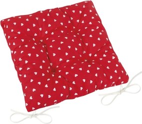 Bellatex Sedák Adéla prošívaný 40x40 cm Srdíčka Červená,Bílá