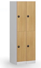 Šatní skříňka S1 s úložnými boxy, 2 boxy, 1850 x 300 x 500 mm, RFID zámek, laminované dveře, buk