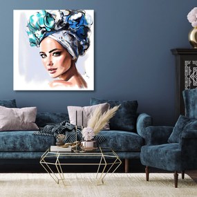 Gario Obraz na plátně Portrét Krásná žena Modré oči - Irina Sadykova Rozměry: 30 x 30 cm
