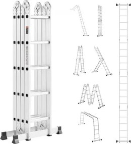 Víceúčelový skládací žebřík 7v1,5 kroků, výška dosahu 5,8 m Kov