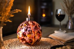 Skleněná olejová lampa SCUTI – Jantarově lososová