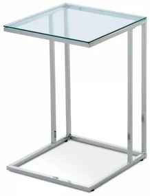 Přístavný stolek 40x40x60 skleněná deska kovová chromovaná podnož 84056-06 CR