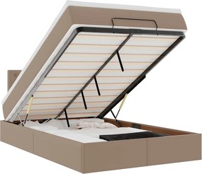 Osmanský postel s matracemi&amp;LED cappuccino 120x190cm umělá kůže 3312146