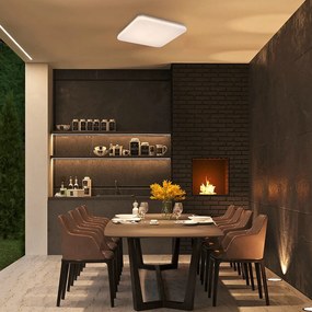 Rabalux Bílé stropní LED svítidlo Lowar hranaté 410x410mm 36W IP44 CCT 77136