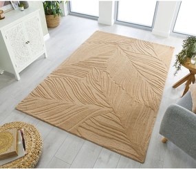 AKCIA: 120x170 cm Kusový koberec Solace Lino Leaf Stone, béžová, obývacia izba, Flair Rugs
