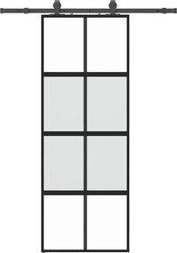 Posuvné dveře se sadou kování černé 76x205 cm Tvrzené sklo 3375918