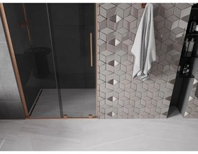 Mexen Velar L, posuvné sprchové dveře do otvoru 100 cm, 8mm šedé sklo, měděná matná, 871-100-003-41-65