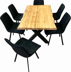 Vikio Jídelní set pro 6 osob 140x90 cm dub-černá VJS114-61C