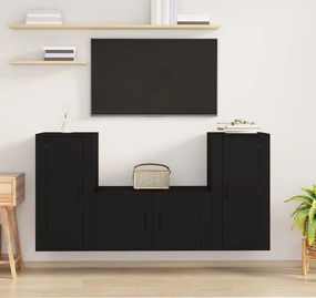 vidaXL 3dílný set TV skříněk kompozitní dřevo [3188526] Barva: Černá