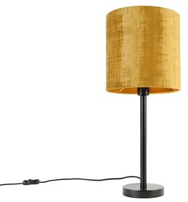 Moderní stolní lampa černá se stínidlem zlatá 25 cm - Simplo