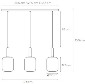 Lucide 45494/03/65 - Lustr na lanku JOANET 3xE27/40W/230V černá