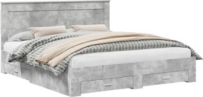 Rám postele s čelo Betonově šedá 200 x 200 cm Kompozitní dřevo 3410286