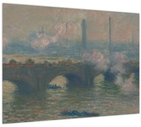 Skleněný obraz - Claude Monet, Waterloo Bridge, Gray Day, reprodukce (70x50 cm)