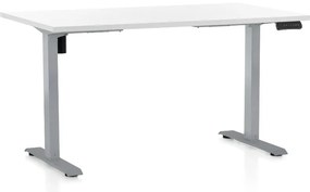Výškově nastavitelný stůl OfficeTech B, 140 x 80 cm, šedá podnož, bílá