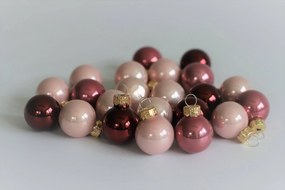 Růžové skleněné vánoční koule 5cm 12ks