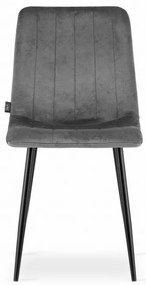 Sada 4 ks šedých sametových židlí LAVA