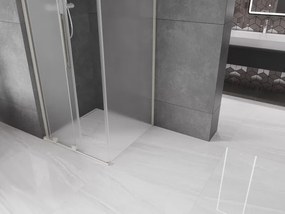 Mexen Velar L, sprchový kout s posuvnými dveřmi 100 x 100 cm, 8mm sklo námraza, broušená ocel, 871-100-100-33-97
