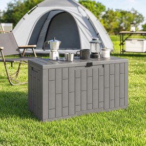 Outsunny Zahradní úložný box 227,4 l, šedý dekor dřeva
