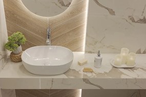 Laveo Lomami, umyvadlo na desku 485x350x135 mm, bílá lesklá, LAV-VUL_6248