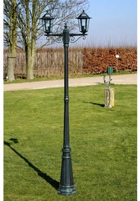 vidaXL Zahradní lampa vysoká 2 ramena 215 cm tmavě zelená/černá hliník