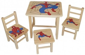 dětský stoleček a židličky z borovice Spider Man NR24 1S+2K+1T mixdre