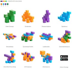 PIXIO magnetická stavebnice - Mini Dinos - 80 ks