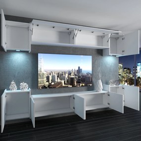 Obývací stěna Belini Premium Full Version šedý antracit Glamour Wood+ LED osvětlení Nexum 71  NEX 4/0/W/GW1/0/0/PP