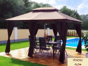 Zahradní altán pavilon DEU TOPAS 4x3m - hnědý