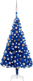 vidaXL Umělý vánoční stromek s LED a sadou koulí 120 cm PVC [3077497] Barva: Černá a růžová