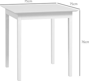 HOMCOM jídelní stůl kuchyňský stůl čtvercový pro 2 osoby ze dřeva, 75 x 75 x 76 cm, ideální do kuchyně a jídelny, bílý | Aosom.de