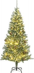 Umělý vánoční stromek s 300 LED a sadou koulí zasněžený 210 cm 3210126
