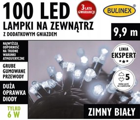 Led světla Bulinex 100led bílá studená 9,9 m venkovní s přídavnou zásuvkou