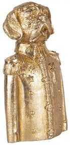 Zlatá soška psa ve vojenské uniformě – 8x6x15 cm