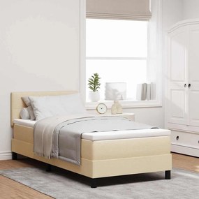 Postel s boxspringem s čelo Krémová 90 x 200 cm textil 3338662
