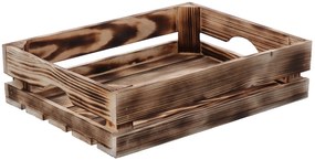 ČistéDřevo Opálená dřevená bedýnka 40 x 30 x 10 cm