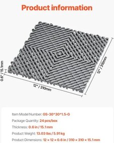 Drenážní rohož Drenážní podlahová dlaždice 30,5 × 30,5 cm modulární zámkový polštář