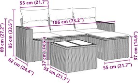 5dílná zahradní sedací souprava s poduškami černá polyratan 3251213