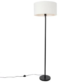 Stojací lampa černá s stínítkem bílým 50 cm - Simplo