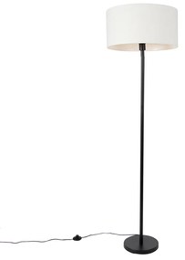 Stojací lampa černá se stínidlem bílá 50 cm - Simplo