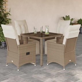 5dílný zahradní bistro set s poduškami béžový polyratan 3276938