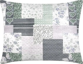 Krepový povlak na polštář Srdce s motýly - šedomodrý Velikost: 70 x 90