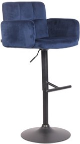 Barová židle Haworth - samet - černý rám | modrá