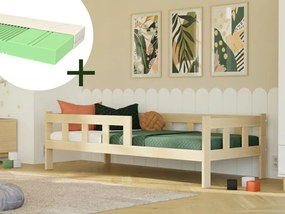 Benlemi Jednolůžko FENCE 4v1 se zábranou 90x200 cm + matrace ADAPTIC Zvolte barvu: Petrolejová, Zvolte zábranu: S jednou zábranou vpravo