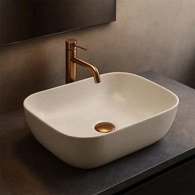 Rea Belinda Sandy, umyvadlo na desku 465x300x135 mm, imitace kamene-béžová, REA-U4000