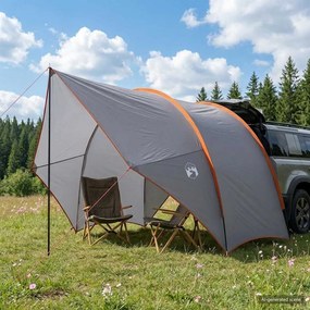 vidaXL Zadní markýza odolná vůči vodě 405 x 280 x 220 cm [42028562] Barva: Šedá a oranžová