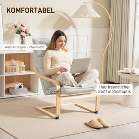 HOMCOM Moderní relaxační křeslo do ložnice s prohnutými opěrkami, polstrováním, sametové křeslo - 67 x 83 x 105 cm, krémové
