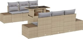 Set pohovek 7 ks Béžová a Světle šedá polyratan 3349106
