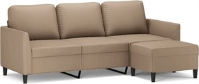 3místná pohovka s podnožkou cappuccino 180 cm umělá kůže 3201126